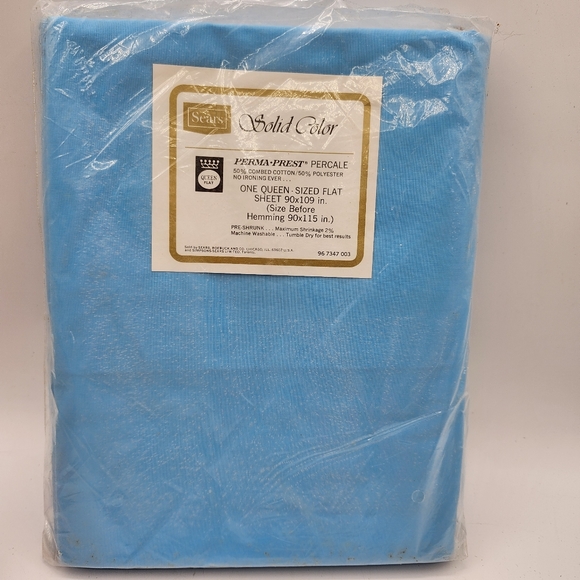 Sears | Bedding | New Nos Sears Perma Prest Percale Cotton Bright Blue ...